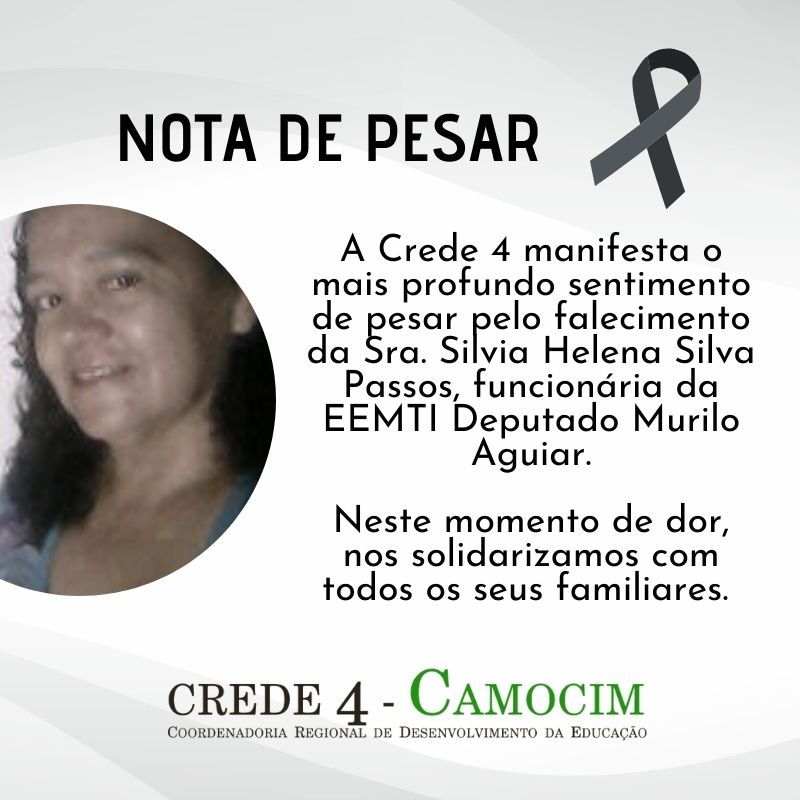 Nota de pesar - Silvia Helena Silva Passos - Coordenadoria Regional de ...