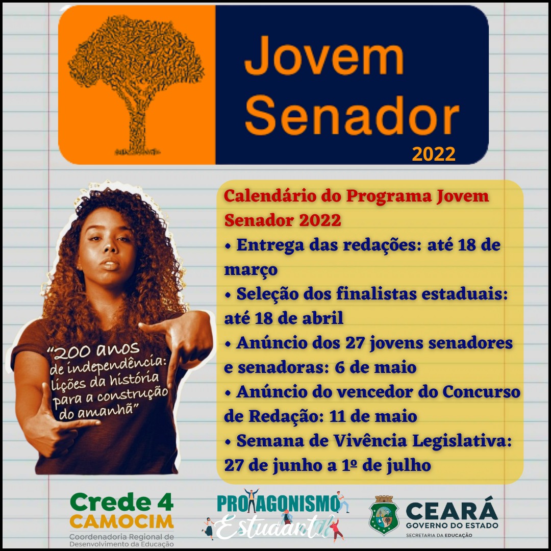 Programa Jovem Senador 2022 abre inscrições para alunos do Ensino Médio ...